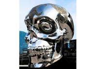 China Customized Giant Polished Stainless Steel Skullhead Sculpture Outdoor Mirror Finish for sale