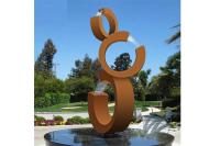 China Corten Steel Water Fountain 250cm Outdoor Garden Rusty Finish 3C Design for sale