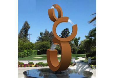 China Corten Steel Water Fountain 250cm Outdoor Garden Rusty Finish 3C Design for sale