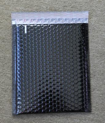 China black shiny metallic bubble mailer 180*250+40 gloss waterproof metallic bubble envelop for shipping for sale