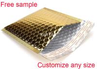 China Custom Printed Gold Self Seal Bubble Mailers , Padded Envelope Bubble Mailers Plastic for sale