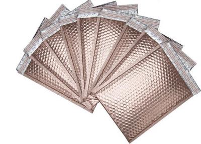 China Hot Stamping Glossy Rose Gold Metallic Bubble Mailers Odor Proof for sale