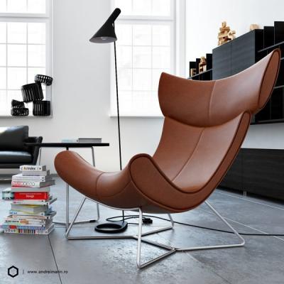 China Replia Henrik Pedersen Boconcept Imola Chair Fiberglass / Leather Comfortable for sale