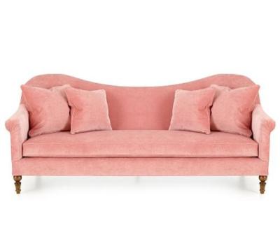 China Leisure Hotel Furniture Pink Fabric Sofa , Ordinary Size Hotel Room Sofa for sale