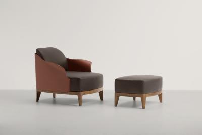 China Comfortable Cocoon L Fiberglass Arm Chair With Solid Walnut Base And Legs for sale