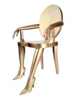 China Golden Titi Fiberglass Arm Chair With A Bright Gold Leaf Finish Hand Carved for sale