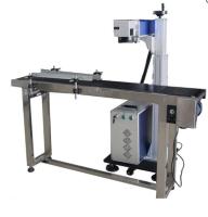 China Online Flying Fiber Laser Marker Machine High Speed for Plastic Bottle Codes and Dates for sale