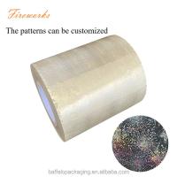 China 28 Microns Glitter BOPP Holograph Fluorographic Hot Lamination Film Glossy Roll for sale