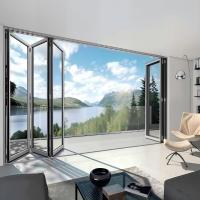 China Wind Resistant Aluminum Folding Door Tempered Glass Bifold Window 1200mm Width for Balcony for sale