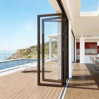 China Aluminum Folding Door 5mm 20mm Exterior Sliding Glass Door for Commercial Use for sale