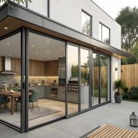 China Heavy Duty Aluminum Sliding Patio Door Tempered Glass Double Glazing 1800mm for sale