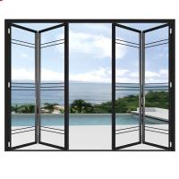 China Wind Resistant Aluminum Folding Door Tempered Glass Bifold Window 1200mm Width for Balcony for sale