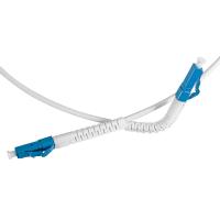 China LC/UPC to LC/UPC  simplex, G652D, D3mm Cable, 0~45°Adjustable Boot Optical Patch Cord white color for sale