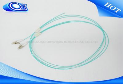 China Gigabit Ethernet Fiber Optic Pigtail 0.9mm Aqua 10G PVC LC / PC OM3 50 / 125um for sale