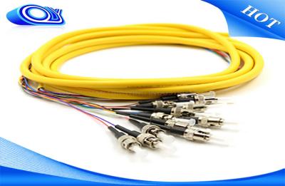 China ST Fiber Optic Pigtail 3 Meters Jacketed 12Pk SM Yellow Jacketed For Multimedia for sale