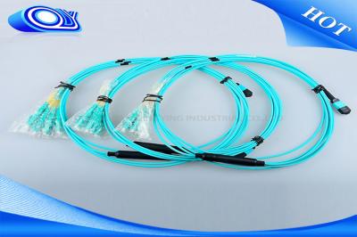 China IEC MTP MPO Connector For 50/125 OM3 Multimode PVC Fiber Optic Cable - Aqua for sale