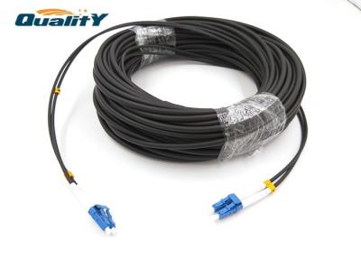 China Outdoor Armored Fiber Optic Cable / 100-150M LC / UPC For Military Tactical / Fiber Optic Patch Cable for sale
