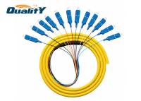 China Yellow Singlemode G652D Fiber Optic Cable /  12 Core SC UPC Pigtail for sale