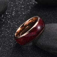 China 8mm Rose Gold Tungsten Carbide Ring with Red Box Elder Wood Inlay - Comfort Fit Dome Edge Design for sale