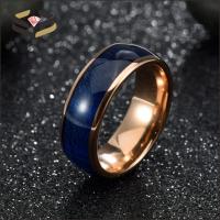 China 8mm Men's Tungsten Carbide Ring with Blue Box Elder Wood Inlay and Rose Gold Plating - Channel Setting Comfort Fit for sale
