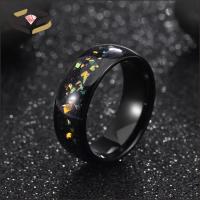China 8mm Black Tungsten Carbide Wedding Band with Colorful Opal Inlay - Durable Men's Ring for sale