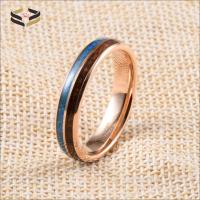 China 5mm Rose Gold Tungsten Ring with Wood Inlay Opal Detail for Women Anniversary for sale