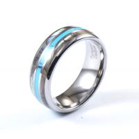 China Third Party Certified 8mm Abalone Shell Turquoise Inlay Tungsten Silver Wedding Band for Men for sale