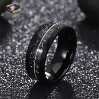 China Mens Black Tungsten Meteorite Inlay Wedding Band 8mm Geometric Diamond Guitar String Design for sale