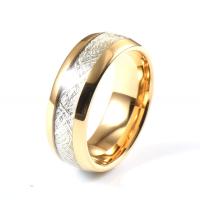 China 8mm Gold Tungsten Carbide Ring with Meteorite Inlay Religious Wedding Band for sale