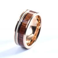 China 8mm Mens Tungsten Wedding Band Ring Rose Gold Finish with Koa Wood Inlay for sale