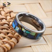 China Tungsten 8mm Mens Wedding Band with Opal Lapis Lazuli Tiger Eye Amethyst Gemstone Inlay for sale
