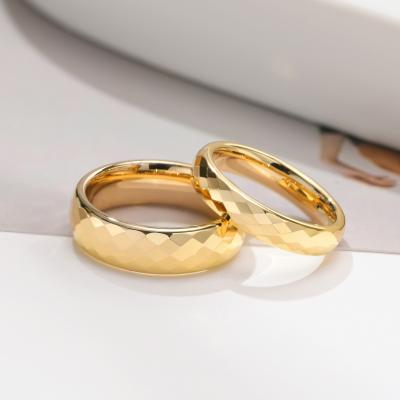 China Polish Diamond Cut Faceted Silver Gold Tungsten Wedding Ring 8mm Trendy Religious Style for sale