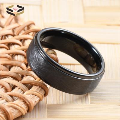 China Black Tungsten Carbide Ring Step Edges Design Engagement Wedding Band 8mm for sale