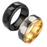China 8mm Gold Black Faceted Tungsten Carbide Ring High Polished Comfort Fit Wedding Band for Men for sale