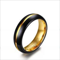China 6mm Black Gold Two Tone Tungsten Ring Wedding Band Custom Engraved Gold Centre Groove Comfort Fit for Men Women for sale
