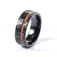 China Vintage Whiskey Barrel Wood Inlay Black Hammered Tungsten Ring Wedding Band Men Size 8-13 for sale