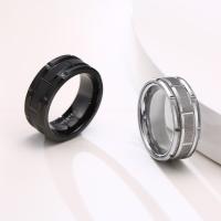 China Classic Silver Black Tungsten Ring 8mm Double Groove Beveled Edge Men Wedding Band for sale