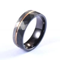 China 8mm Rose Gold and Black Plated Tungsten Ring Faceted Finish Men's Wedding Band for sale