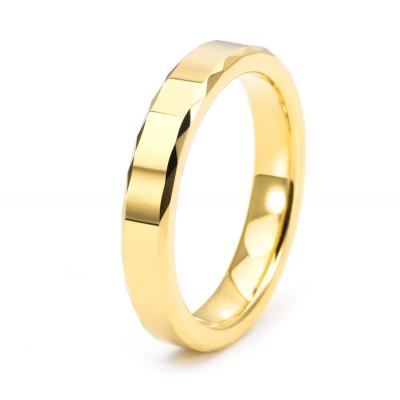 China 4mm Polished Brushed Faceted Gold Tungsten Carbide Wedding Ring for Women for sale
