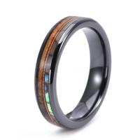 China Tungsten Carbide Wedding Band Ring Flat Dome Black Gold Opal Turquoise Wood 8mm for sale