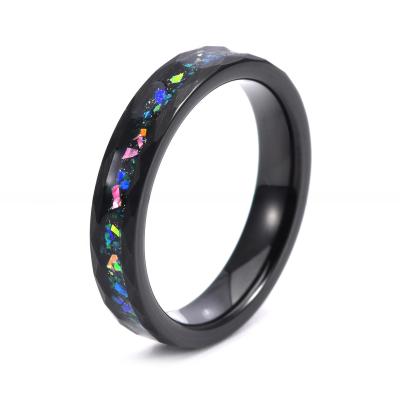 China Tungsten Carbide Galaxy Wedding Band Opal Inlay Black Rose Gold Silver 4mm Women for sale