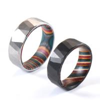 China 8mm Silver Black Faceted Hammered Tungsten Carbide Ring with Box Elder Wood Inlay Men Wedding Band for sale