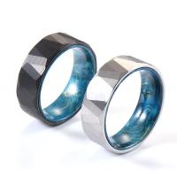 China 8mm Black Tungsten Ring with Turquoise Wood Inlay for Men Wedding Anniversary Gift for sale
