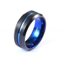 China Blue Channel Classic Style Black Tungsten Wedding Bands for Him and Her 6mm for sale