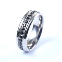 China Women's Titanium Wedding Rings 6mm Width with Black Cubic Zirconia Inlay - Durable Jewelry for Special Occasions for sale