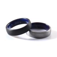 China Classic 6mm Dome Tungsten Ring Black Silver Plated Blue Purple Wood Inlay Stylish Jewelry Gift Men Women for sale