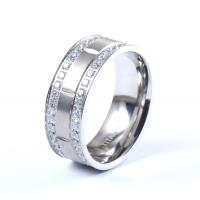 China 9mm Titanium Wedding Ring with Dual Cubic Zirconia Inlay Lines for Women - Contemporary Bridal Band for sale