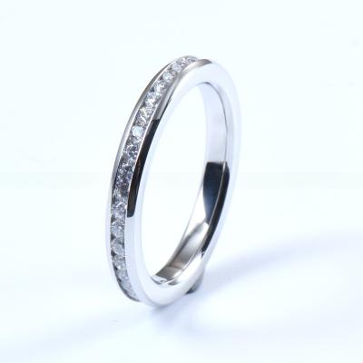 China Women's 4mm Titanium Wedding Band with Cubic Zirconia Inlay and Third-Party Appraisal Certification for sale