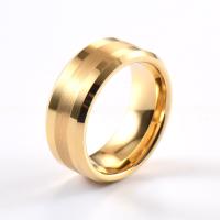China Tungsten Carbide Men Wedding Ring 8mm Brushed Center 18K Gold Beveled Edges for sale