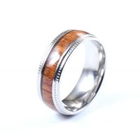China 8mm Titanium Men's Wedding Band with Koa Wood Inlay - Invisible Setting, Hypoallergenic Ring for sale